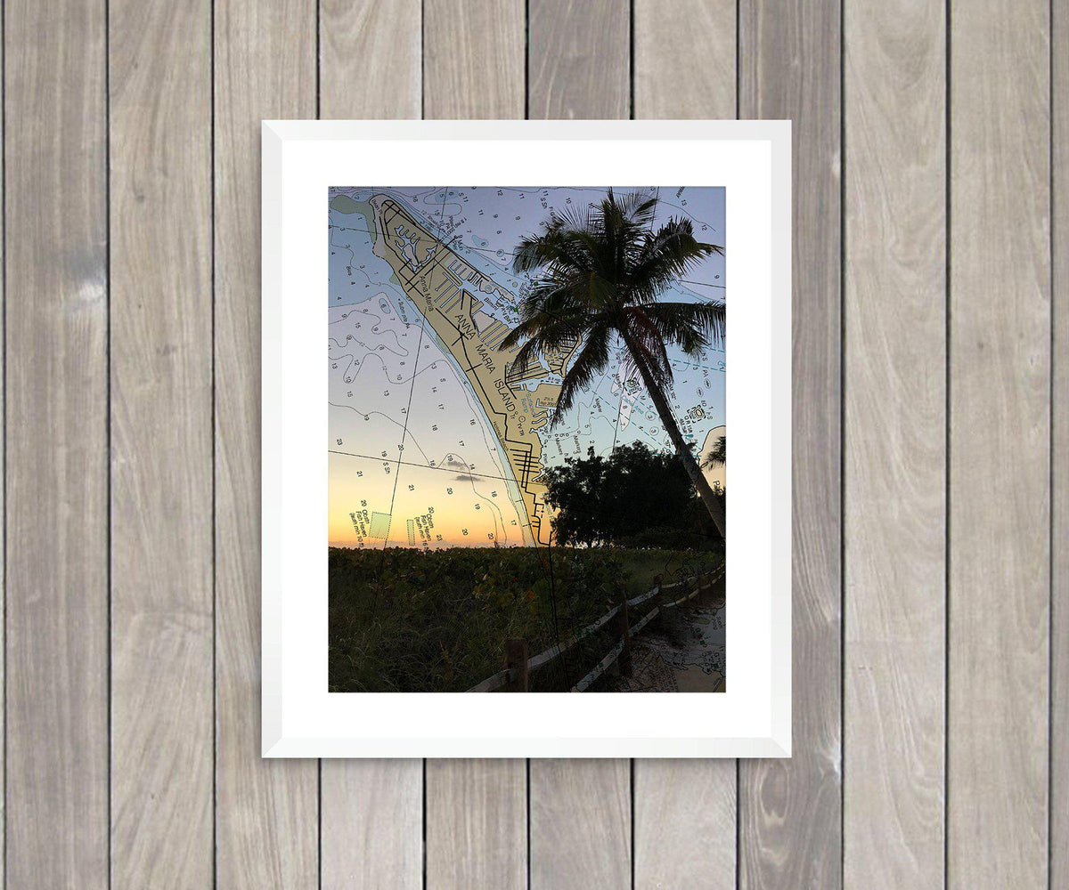 AMI Map Palm Tree Double Exposure Premium Print– Beach Blossom Studio